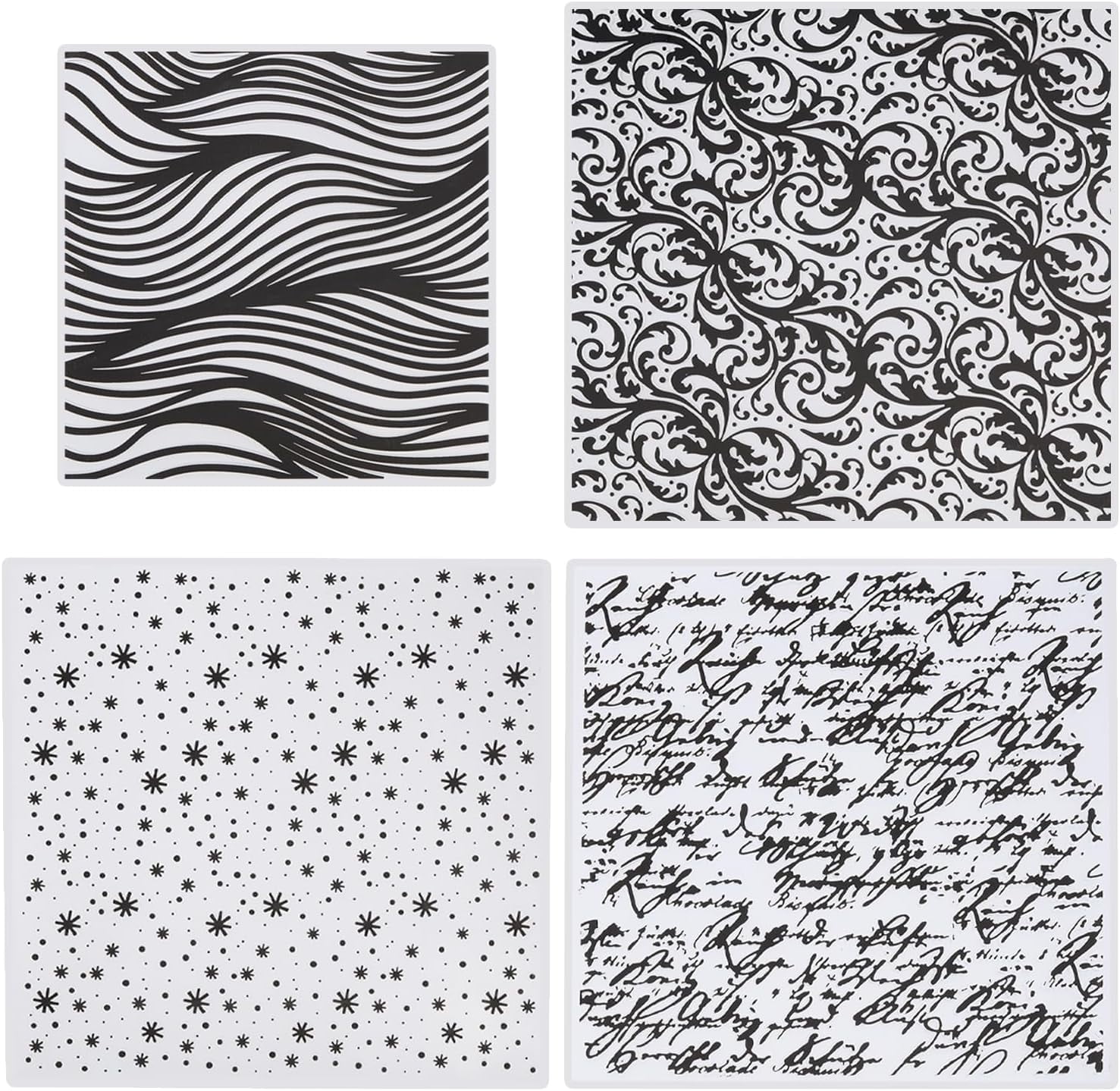 4Pcs 4 Styles Words Embossing Folders Flower Pattern Embossing Stencils ...