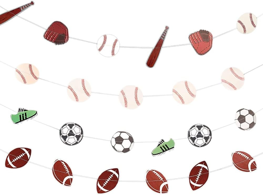 4Pcs 4Style Paper Banners Sports Themed Backdrop Party Supplies ...