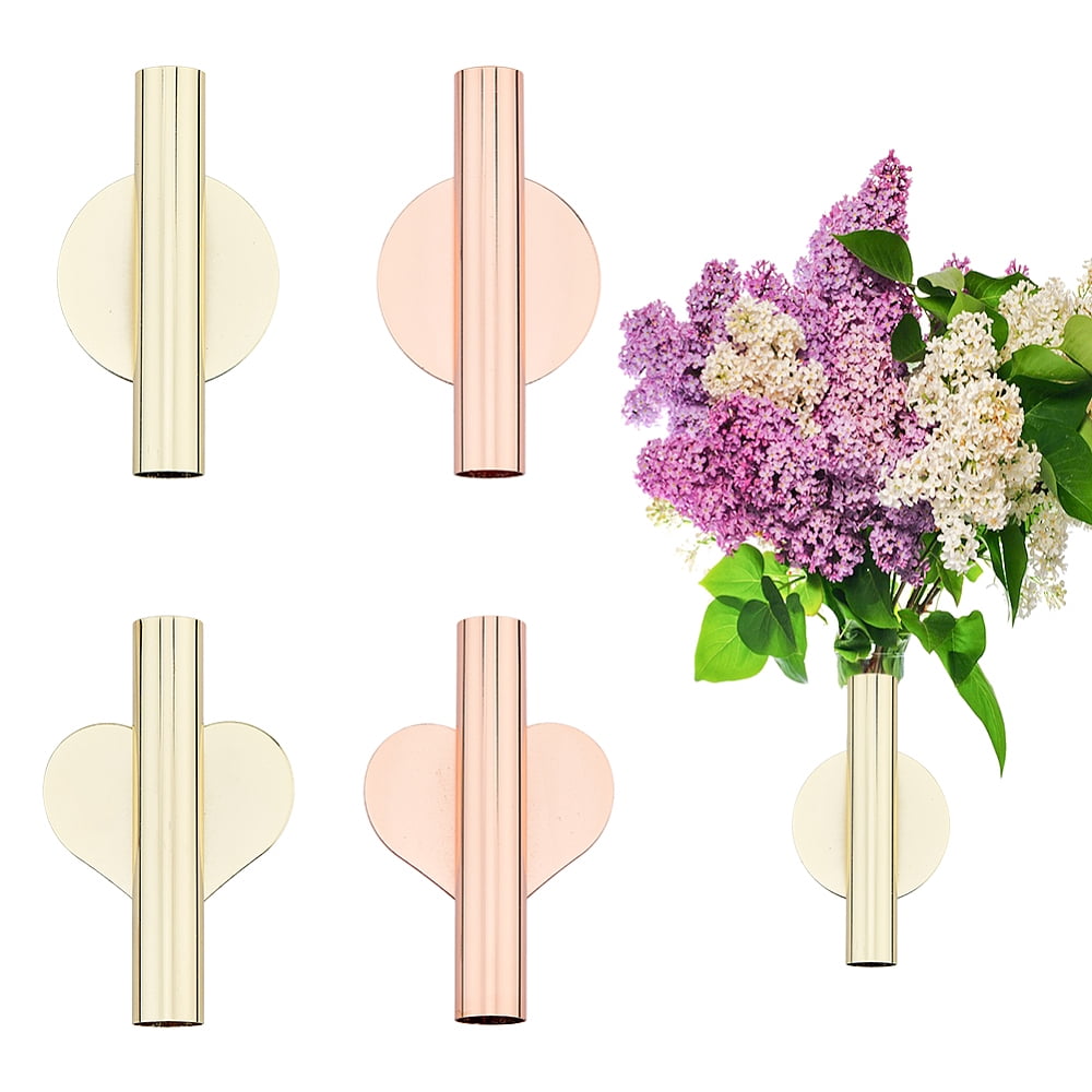 4Pcs 4Styles Wall-Mounted Vase Wall Decoration Gold Wall-Mounted Flower ...