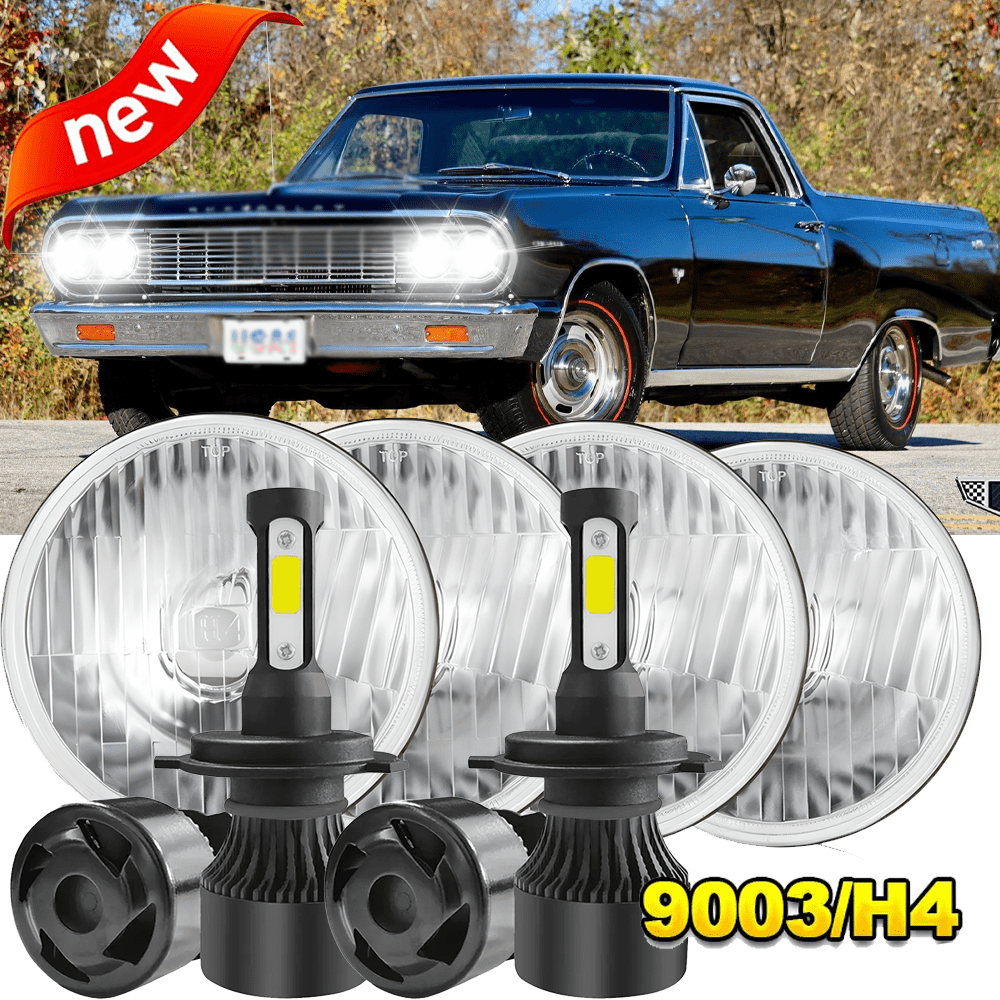 4Pcs 5.75" 5 3/4" LED Headlights Hi-Lo Sealed Beam For Chevy Impala El ...