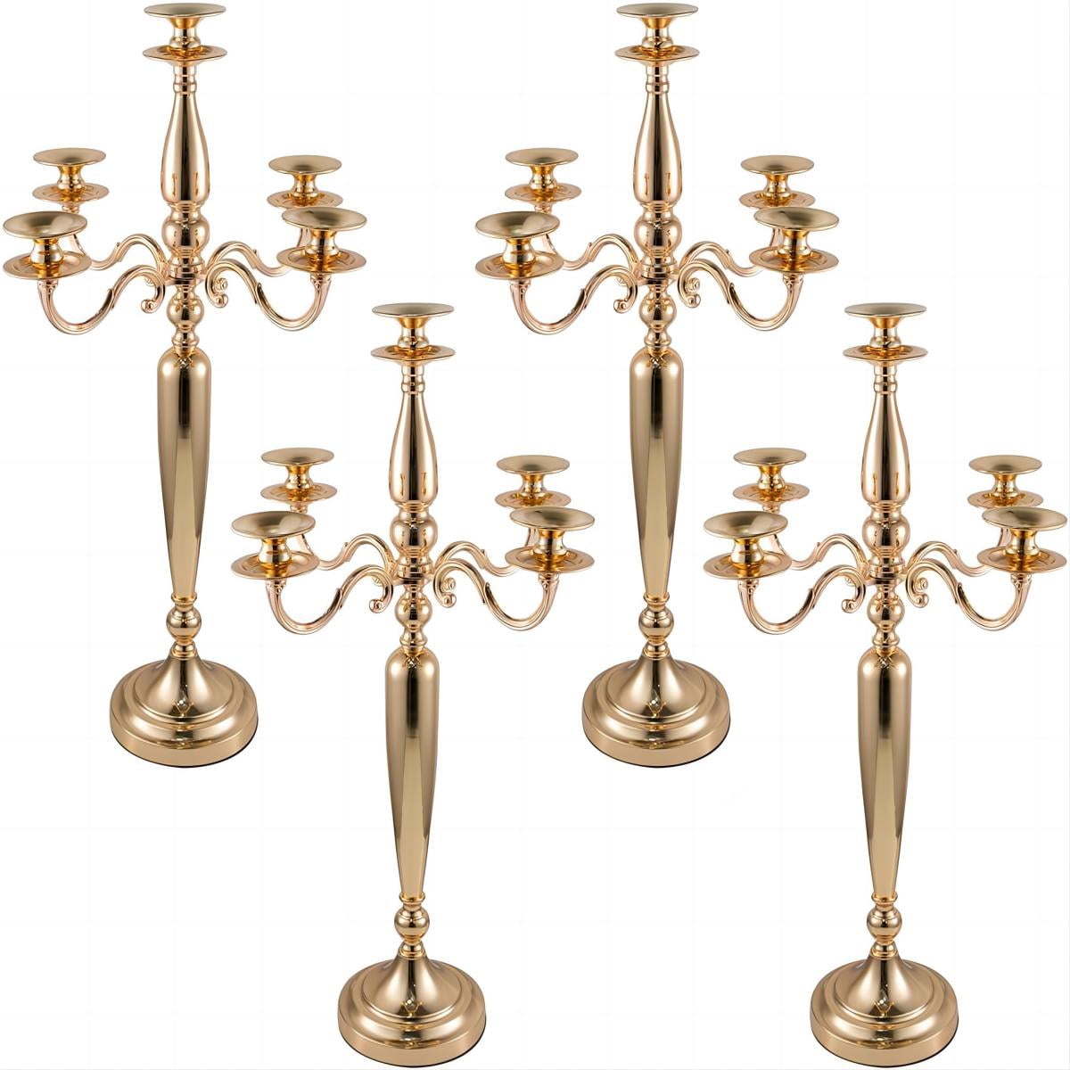 4Pcs 5 Arm Candelabra Candle Holder for Table Centerpieces, Gold Taper ...