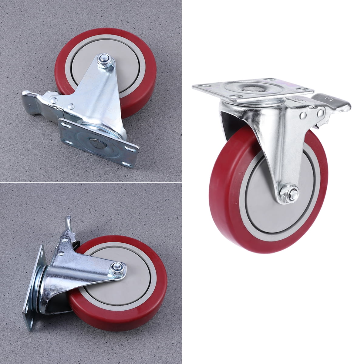 4Pcs 5 Inch Caster Wheels Replacement Kit Heavy Duty Non Marking TPR ...