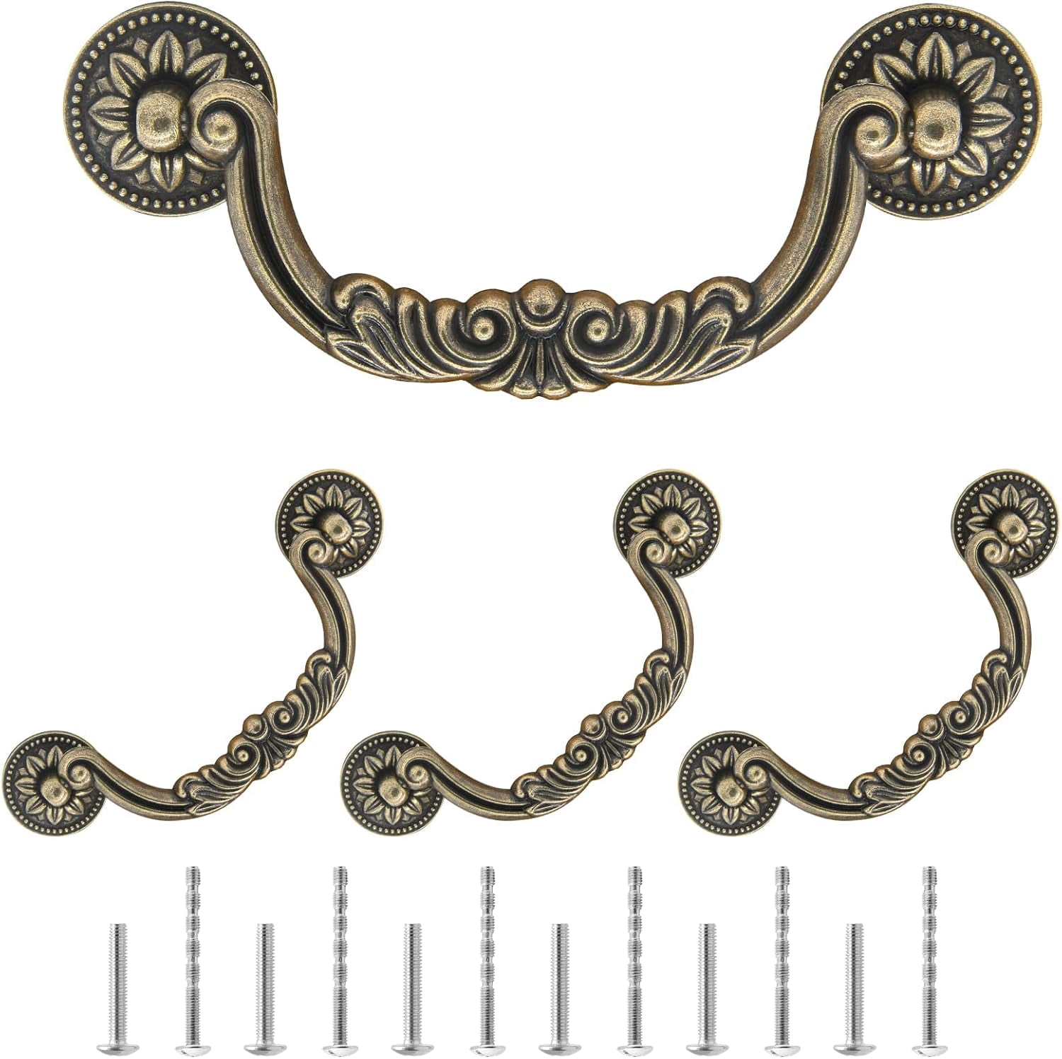 4Pcs 5 Inch Hole Center Vintage Drop Bail Drawer Pull Handles, Antique ...