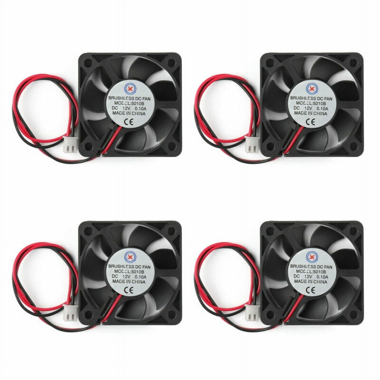 4Pcs 50mm x 10mm 5010B DC 12V 0.1A 2 Pin Brushless Cooling Fan Ball ...