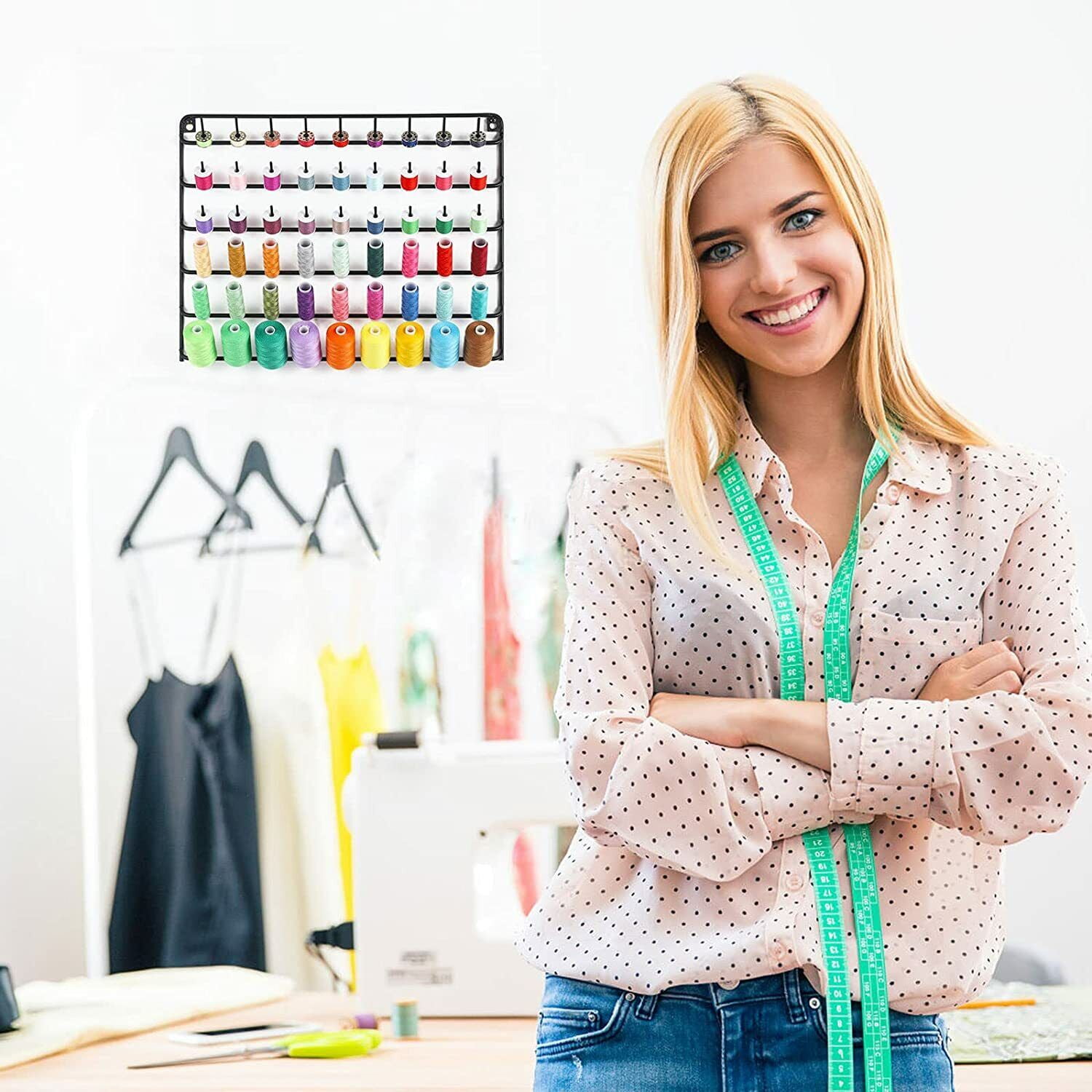 4Pcs 54-Spoosl Sewing Thread Rack Wall-Mounted Metal Sewing Thread ...