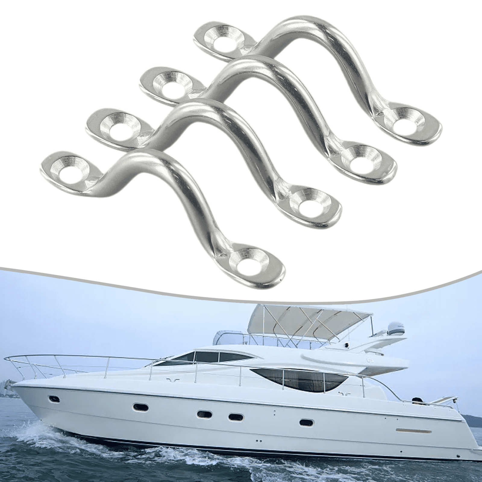 4Pcs 5mm Stainless Steel Wire Eye Strap Boat Marine Tie Down Hook ...