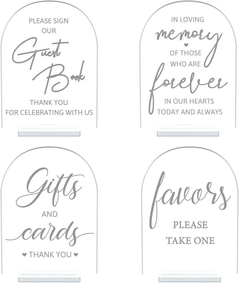 4Pcs 5x7 Inch Acrylic Wedding Signs with Stands Clear Acrylic Wedding ...