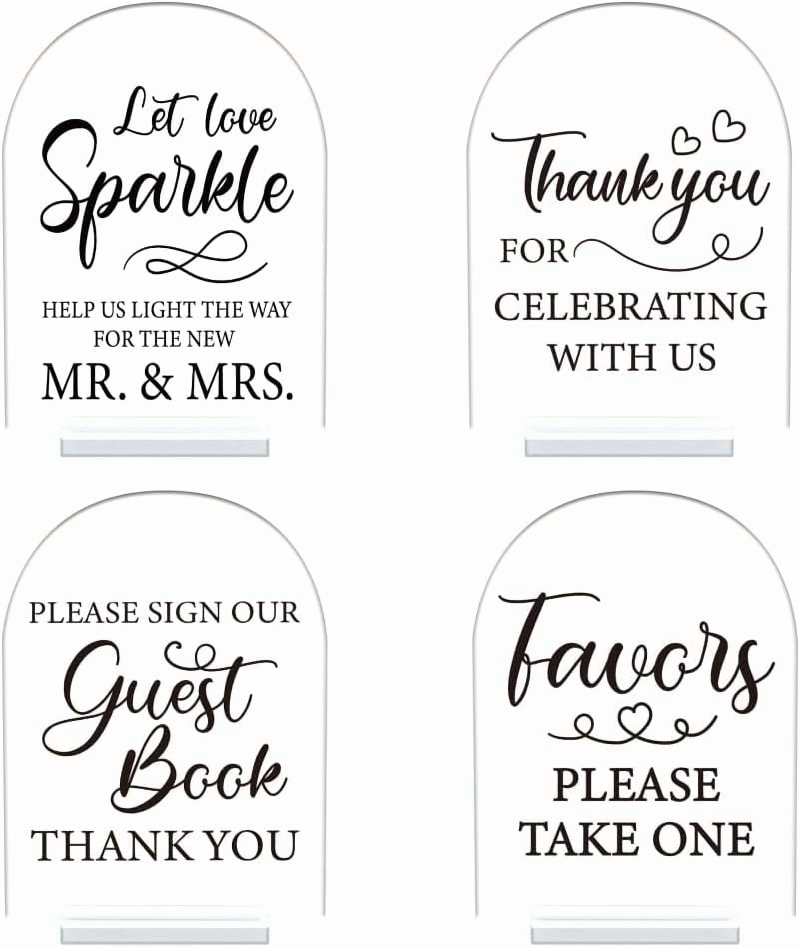 4Pcs 5x7 Inch Acrylic Wedding Signs with Stands Clear Acrylic Wedding ...