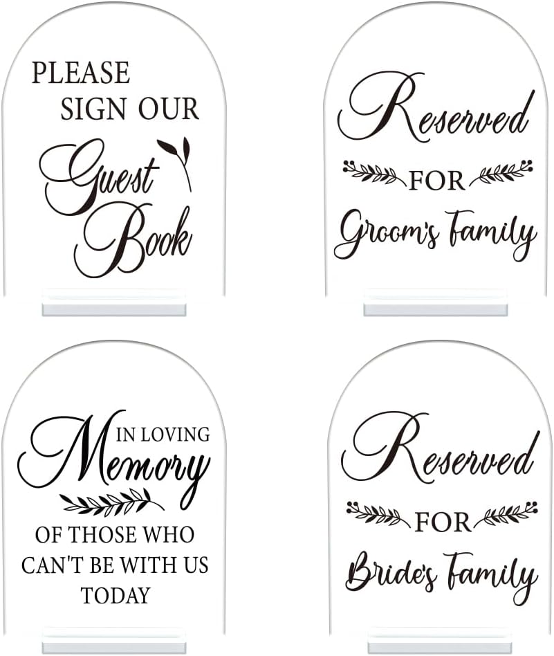 4Pcs 5x7 Inch Acrylic Wedding Signs with Stands Clear Acrylic Wedding ...
