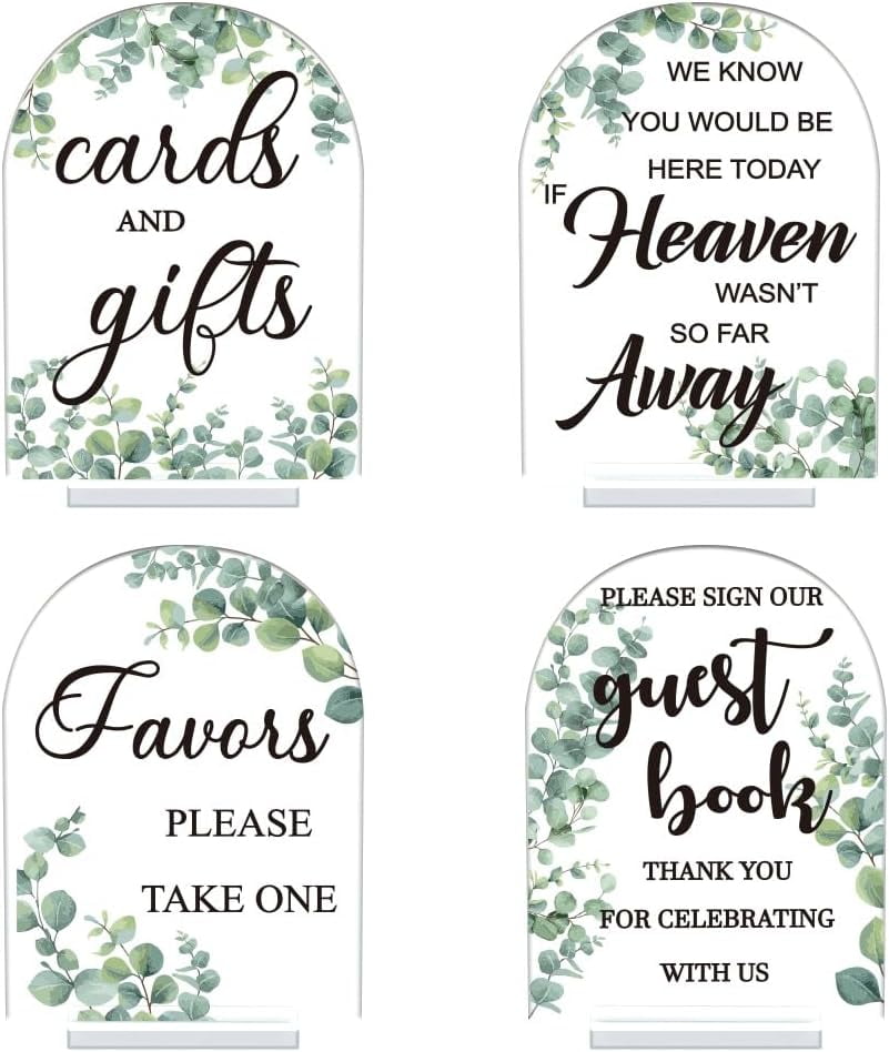 4Pcs 5x7 Inch Acrylic Wedding Signs with Stands Leaf Clear Acrylic ...