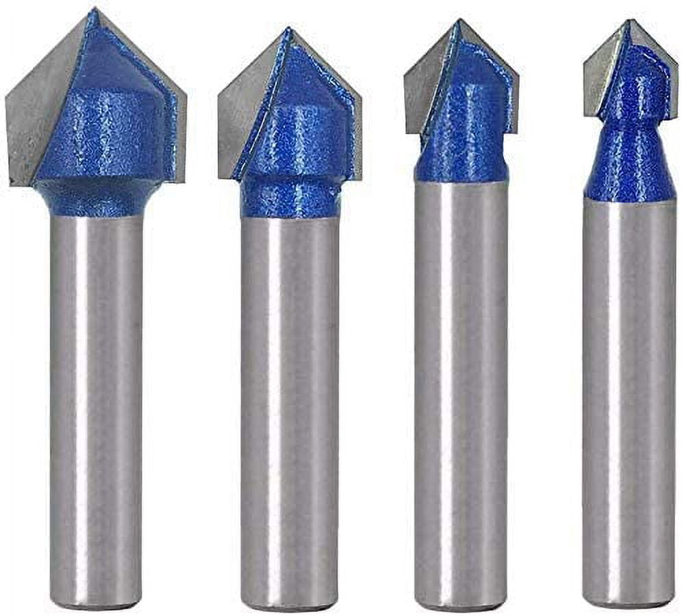 4Pcs 6.35Mm Shank V Groove Solid Carbide Cnc Router Engraving 90 Degree ...