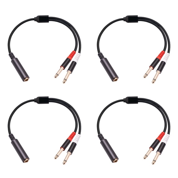 4Pcs 6.35mm 1/4 Inch Stereo TRS Female to 2 Dual 6.35mm Mono Male Y ...