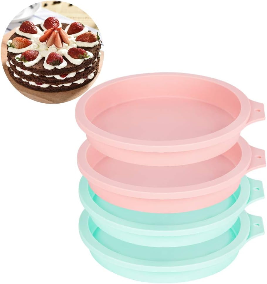 4Pcs 6-Inch Silicone Round Non-Stick Cake Pan Baking Mold, Baking Mold ...