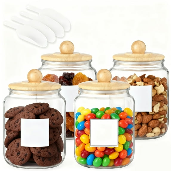 4Pcs 64oz Large Glass Jars Airtight Flip-Top Lids Heavy-Duty Clear ...