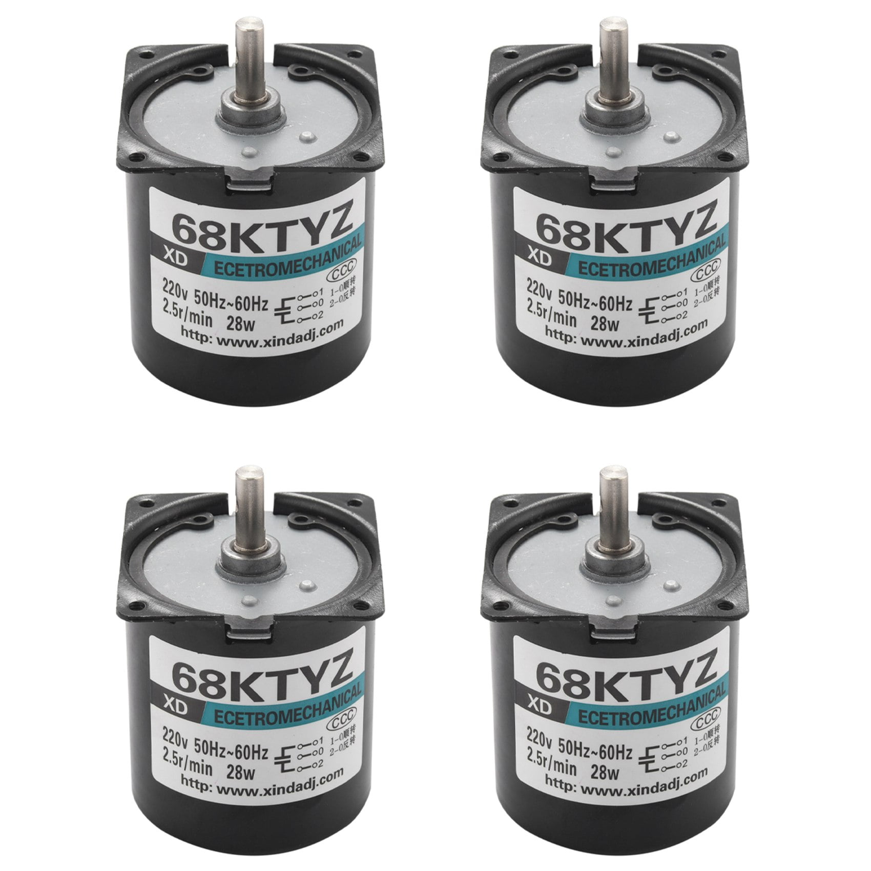 4Pcs 68Ktyz Mini Motor Ac 220V 28W 2.5R/Min Torque Permanent Magnet ...