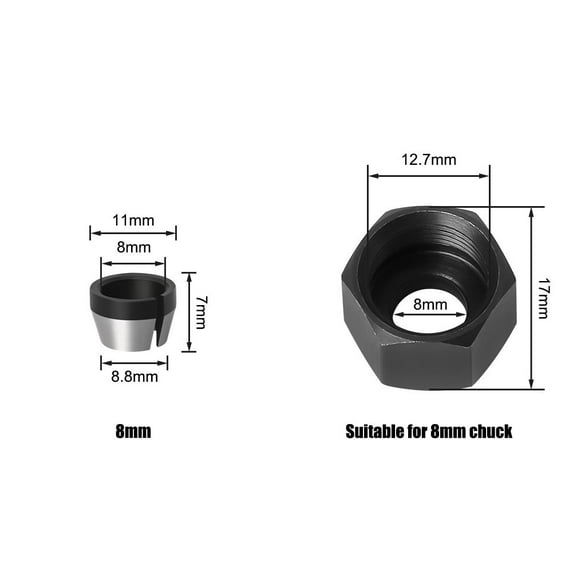 4Pcs 6Mm/8Mm Collet Chuck Adapter With Nut For Engraving And Trimming ...