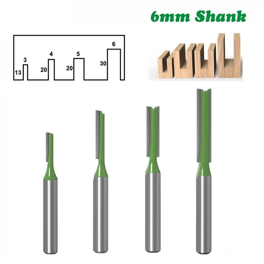 4Pcs 6mm Shank Engraving Milling Cutters Wood Carving Flute Straight ...