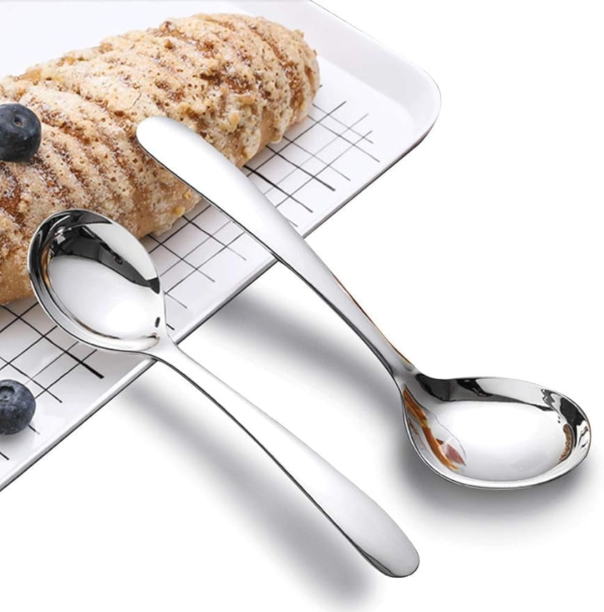 4Pcs 7.2inch Stainless Steel Adult Soup Spoon Big Round Spoons Large ...