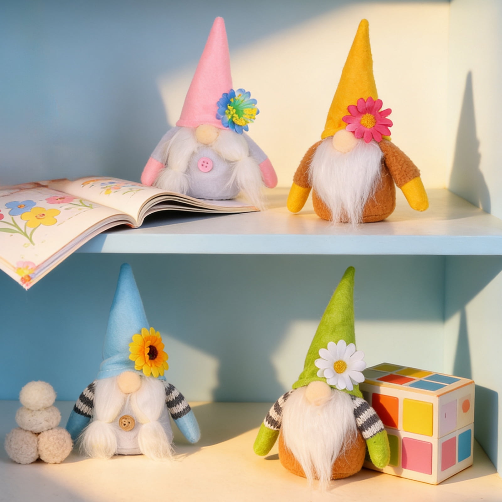 4Pcs 7.48Inch Easter Spring Summer Flower Gnome Stuffed Animals Plush ...