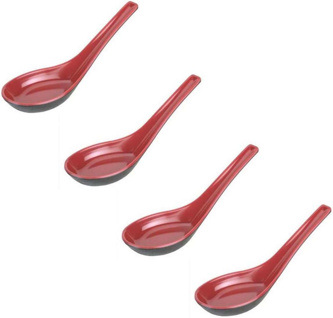 4Pcs /8Pcs Wonton Soba Rice Pho Ramen Noodle Soup Spoons, Red and Black ...