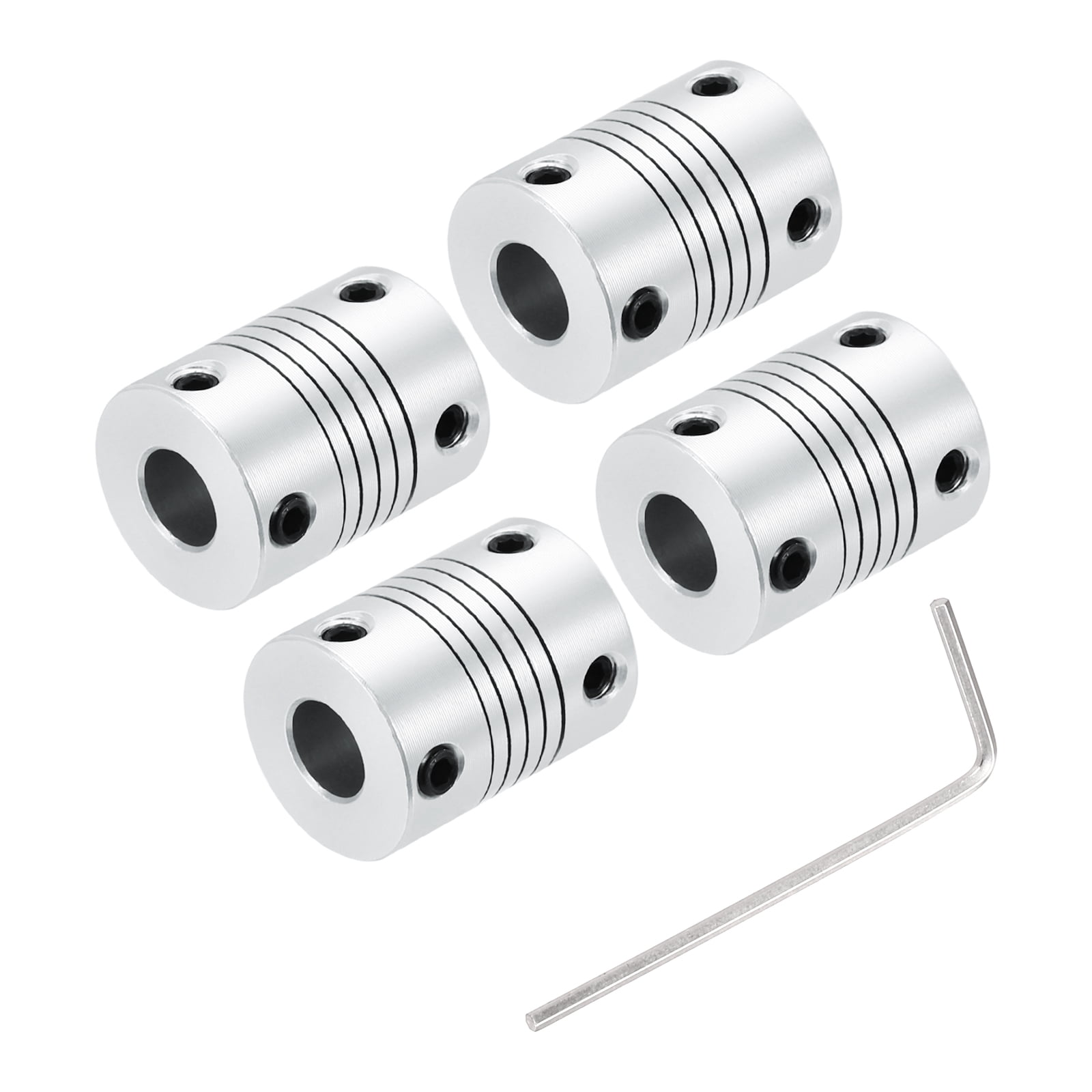 4Pcs 8mm to 8mm Aluminum Alloy Shaft Coupling L25xD19 Flexible Coupler ...