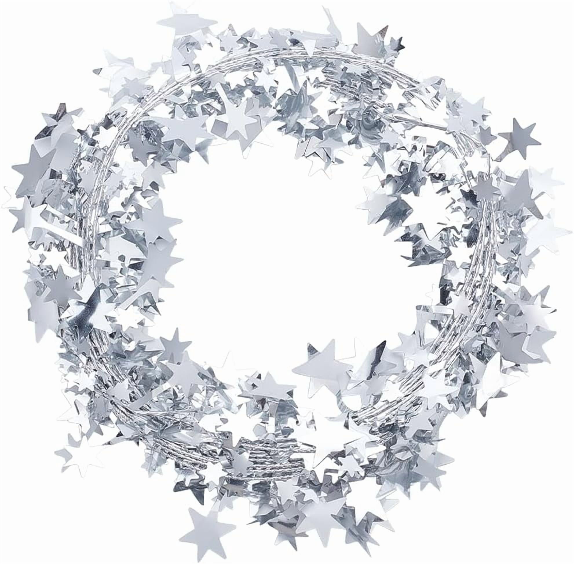 4Pcs 98.4 Feet Silver Tinsel Garland Metallic Wire Garland with Iron ...
