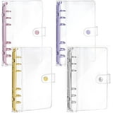 4Pcs A6 Transparent Soft PVC 6-Ring Binder Cover 4Color Soft Notebook ...