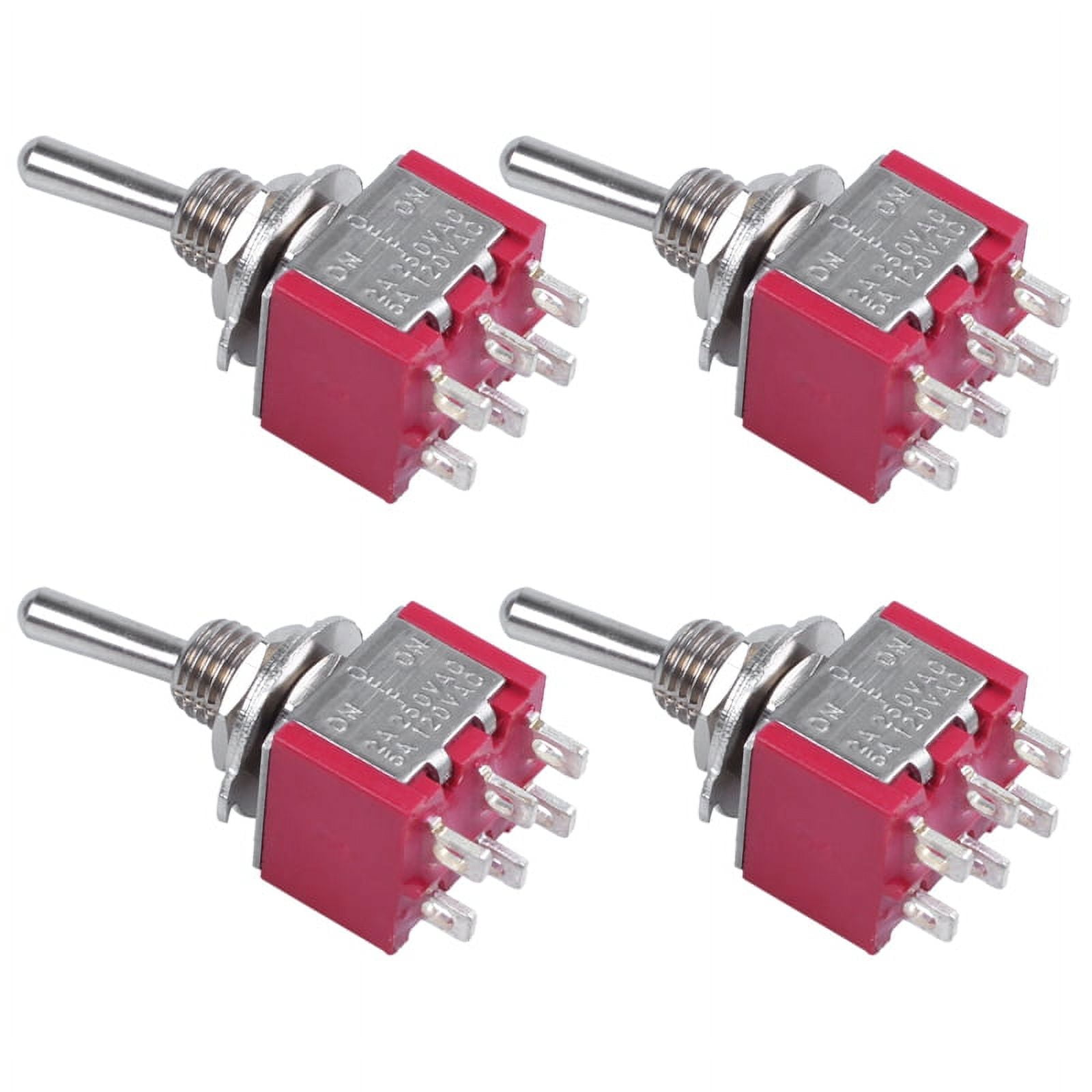 4Pcs AC 250V 2A 120V 5A 6 Pin Terminals ON//ON DPDT Toggle Switches ...