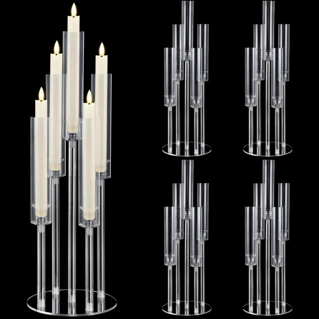 4Pcs Acrylic Candelabra Centerpieces, Fit 0.87" LED Candles, 5-Arm ...