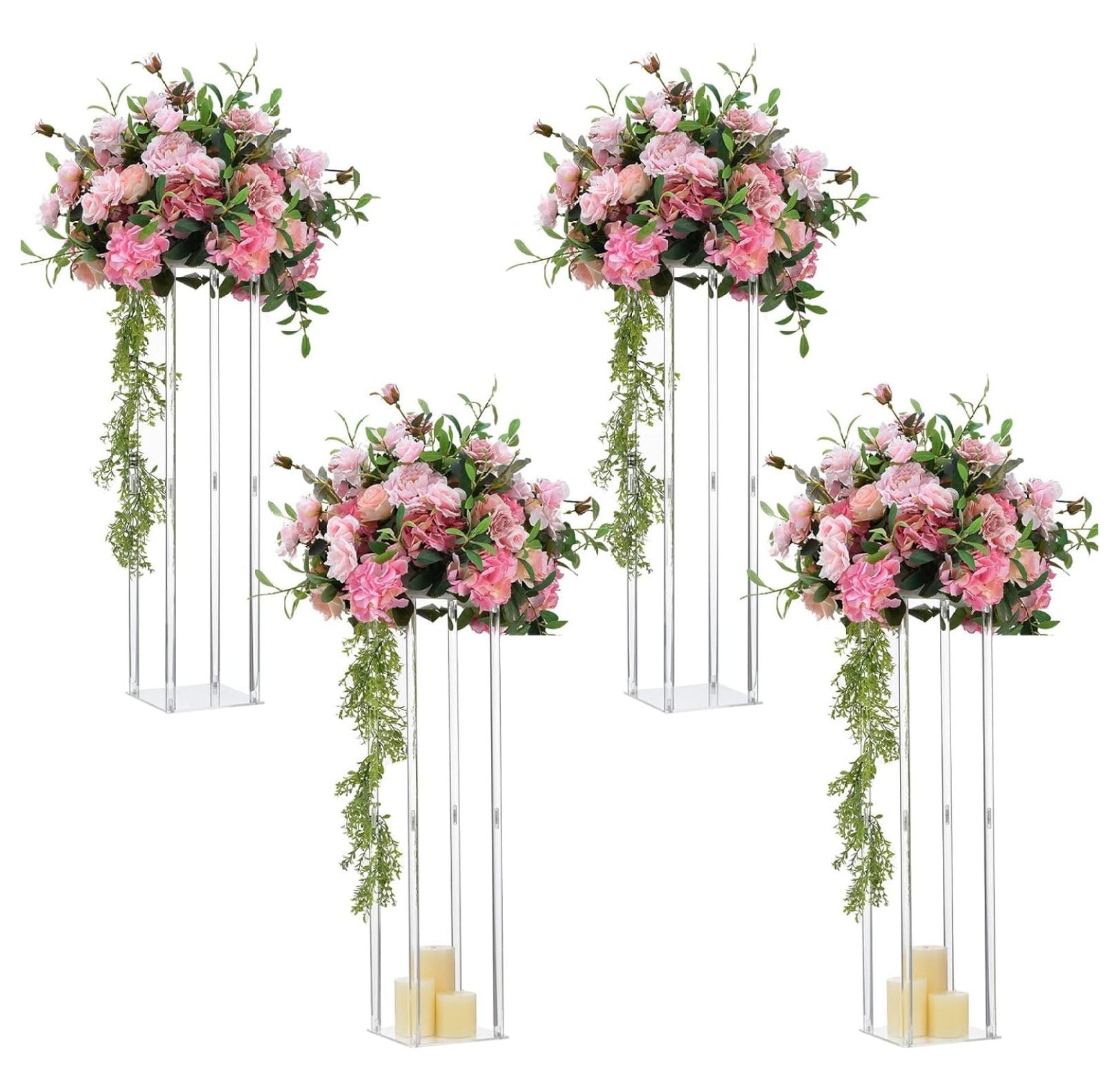 4Pcs Acrylic Centerpiece Wedding Flower Stand, 31.5 in Flower Vase ...