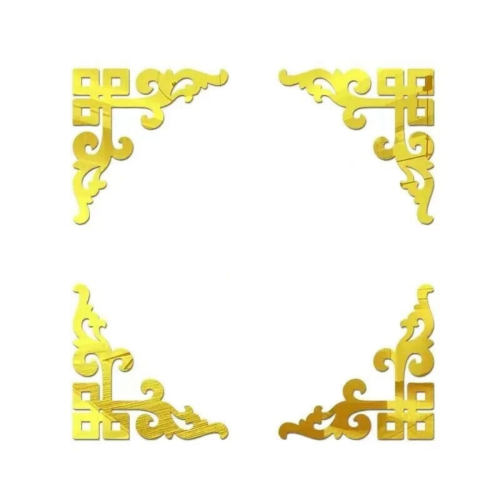 4Pcs Acrylic Mirror Corner Stickers Geometry Gold Modern Room Bathroom ...