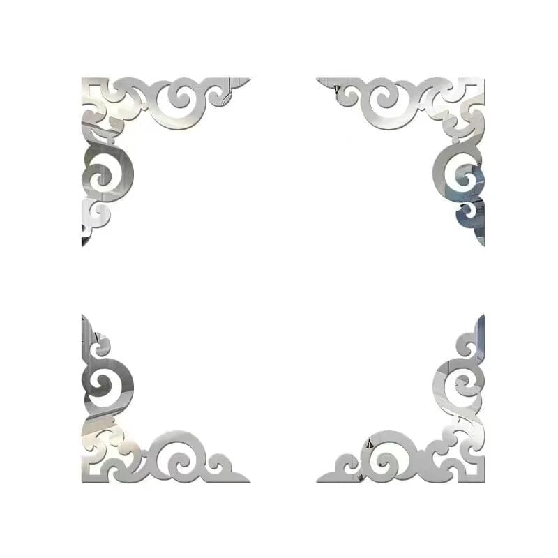 4Pcs Acrylic Mirror Corner Stickers Geometry Gold Modern Room Bathroom ...