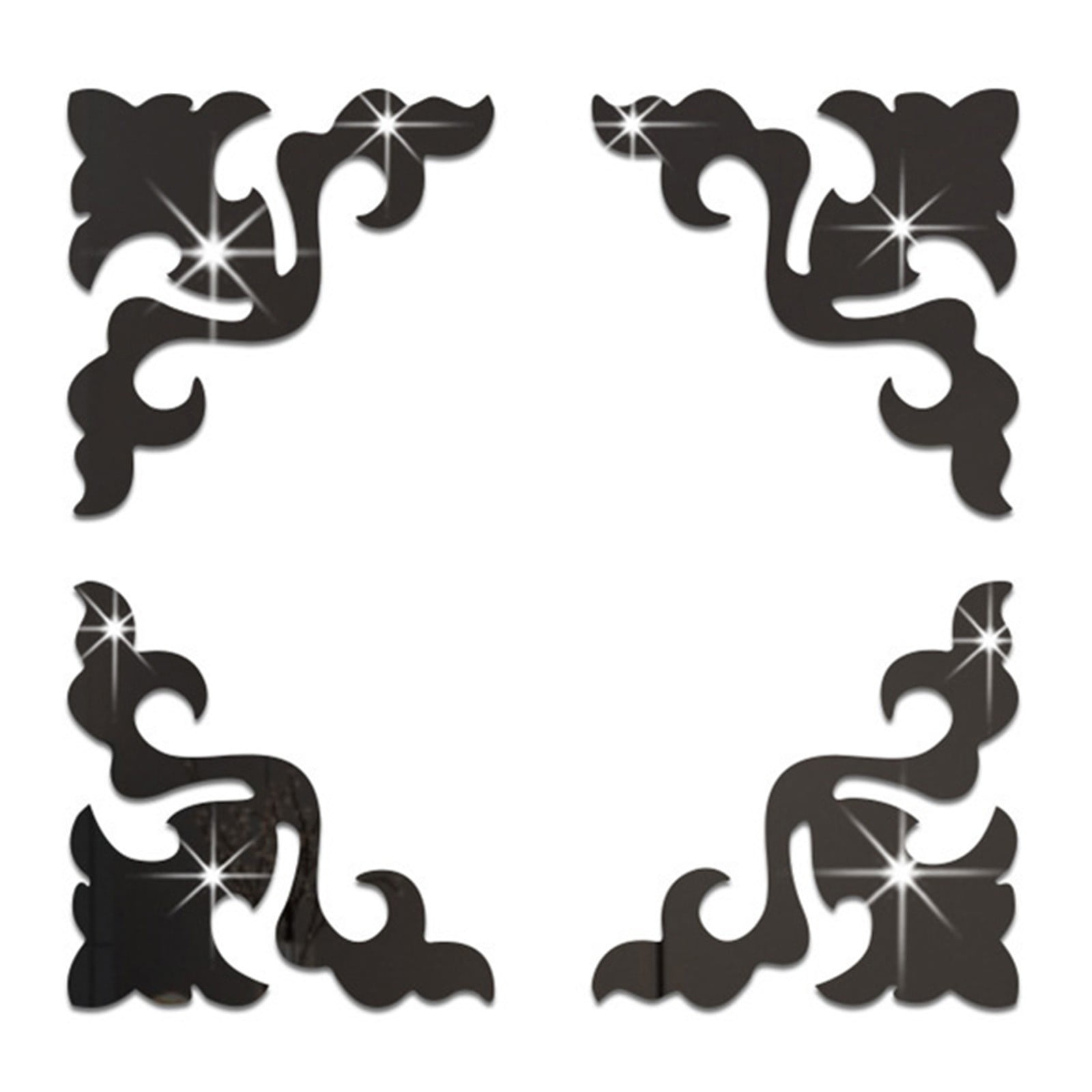 4Pcs Acrylic Mirror Sticker Wall Corner Edge Self-Sticker Geometry ...