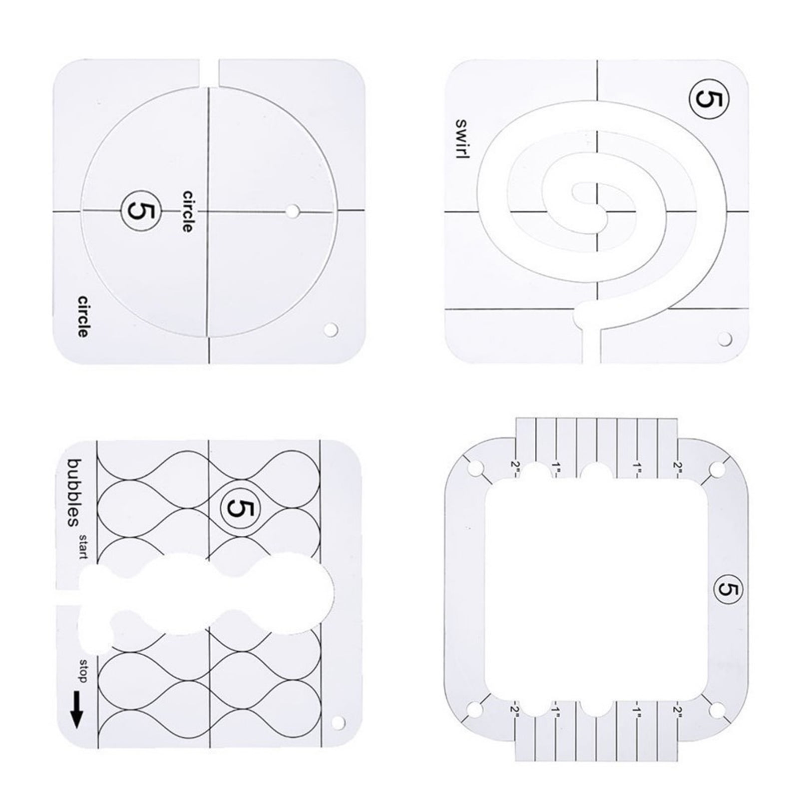 4Pcs Acrylic Quilting Ruler Templates Freemotion Quilting Stencils ...