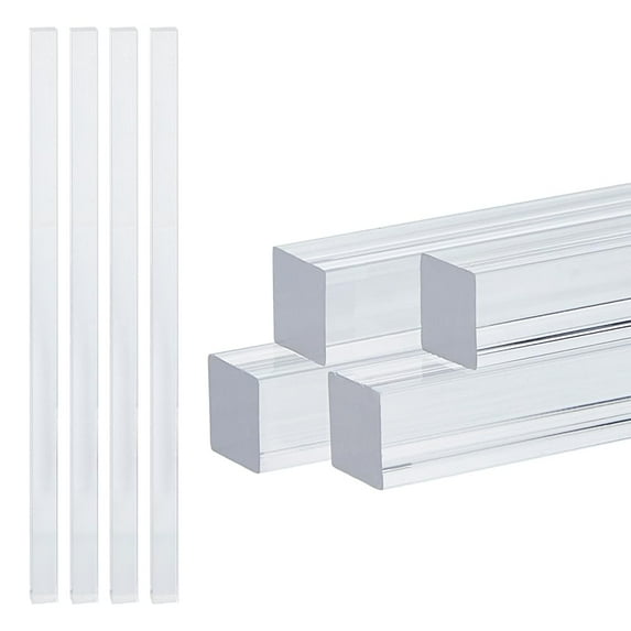 4Pcs Acrylic Square Rod 248x10x10mm Clear Square Stick Dowel Rods ...