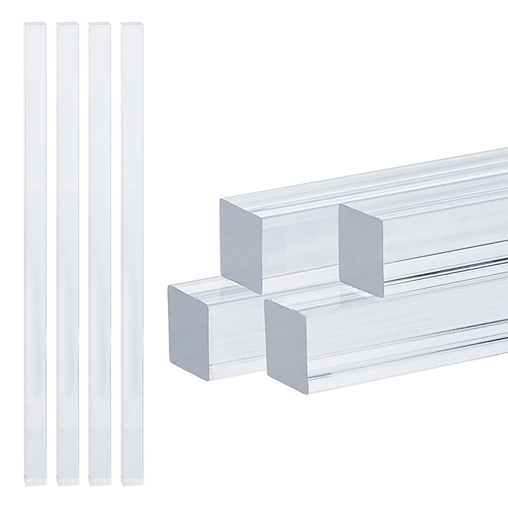 4Pcs Acrylic Square Rod 248x10x10mm Clear Square Stick Dowel Rods ...