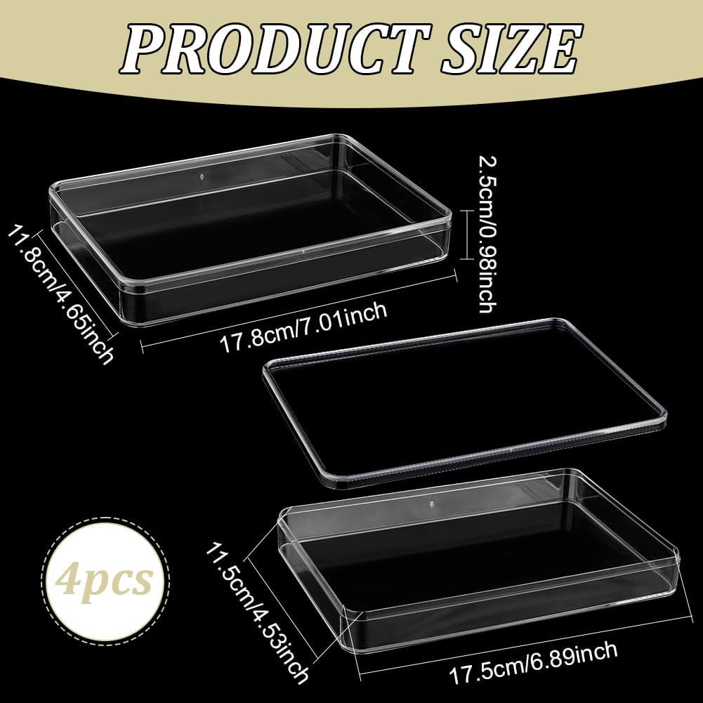 4Pcs Acrylic Storage Boxes with Lids 7x4.6x1inch Rectangle Storage ...