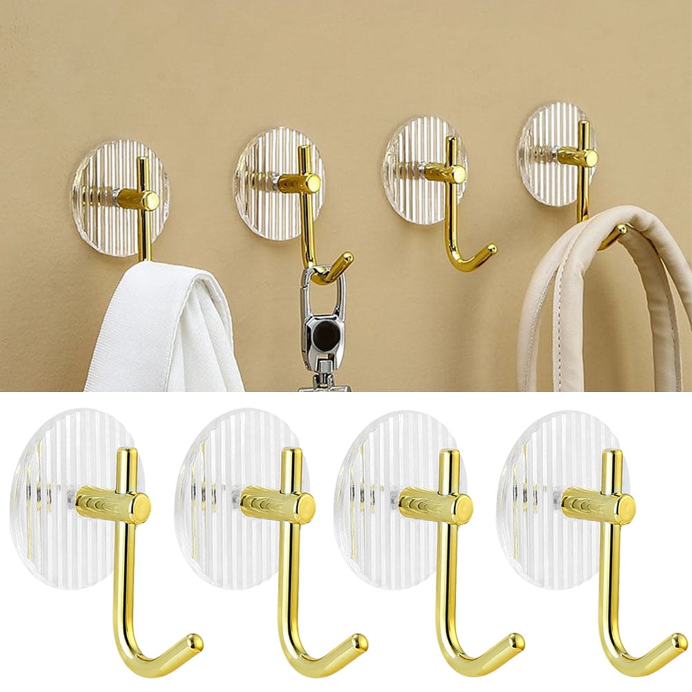 4Pcs Adhesive Hooks Heavy Duty Wall Hooks Waterproof Hooks for Hanging ...