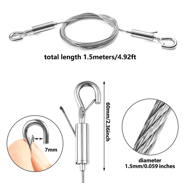4Pcs Adjustable Picture Hanging Wire Kits Picture Frame Hanging Kit 1 ...