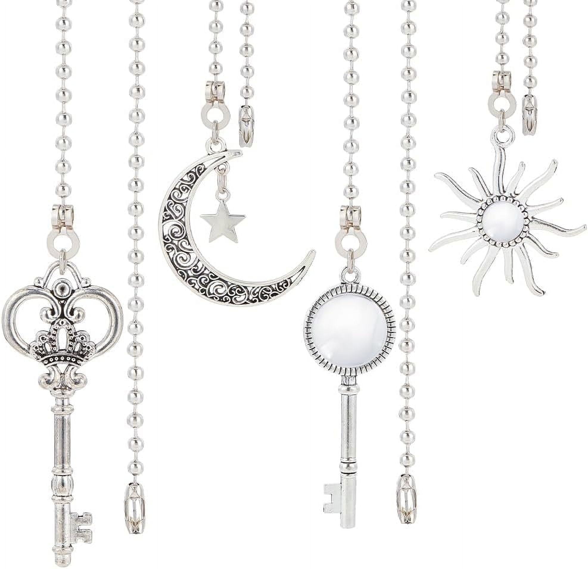 4Pcs Alloy Ceiling Fan Pull Chain Extenders Key Star and Moon Ceiling ...