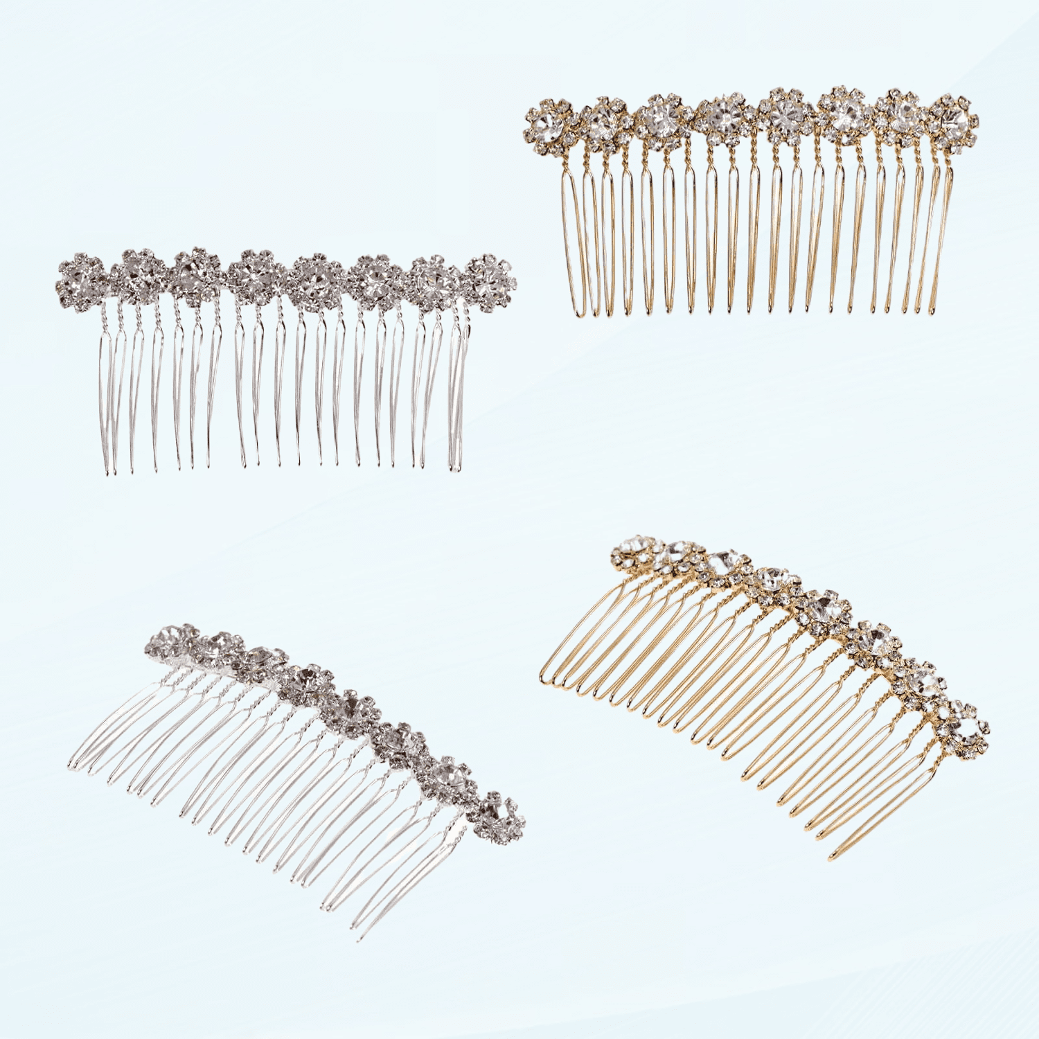 4Pcs Alloy Diamond Rhinestone Side Hair Combs Flower Crystal Hair Clips ...