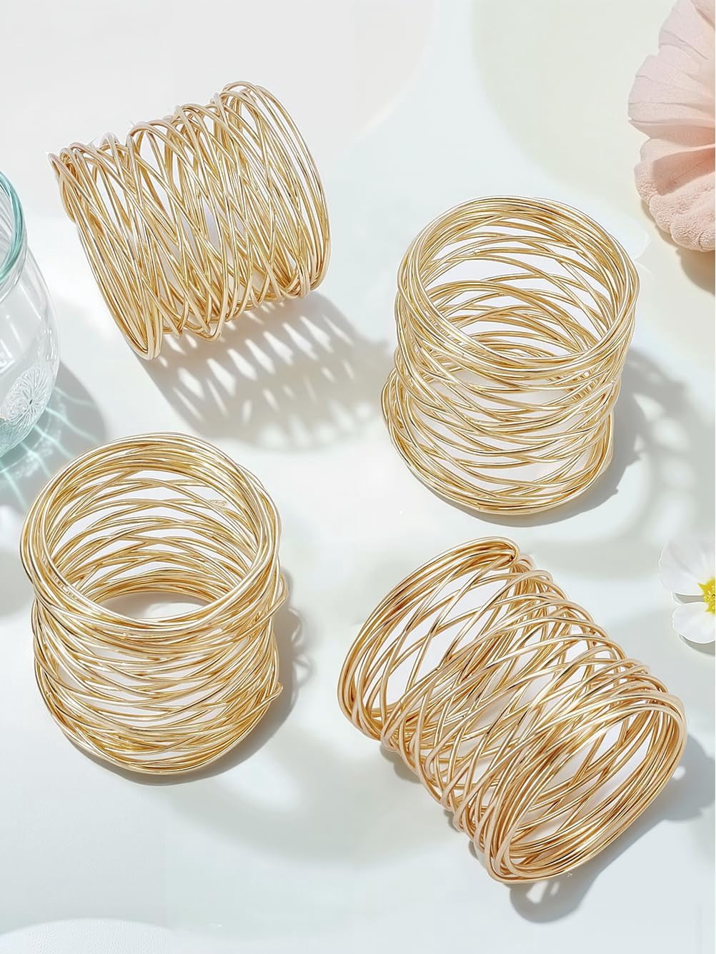 4Pcs Alloy Hollow Napkin Rings Napkin Holder Adornment Dining Table ...