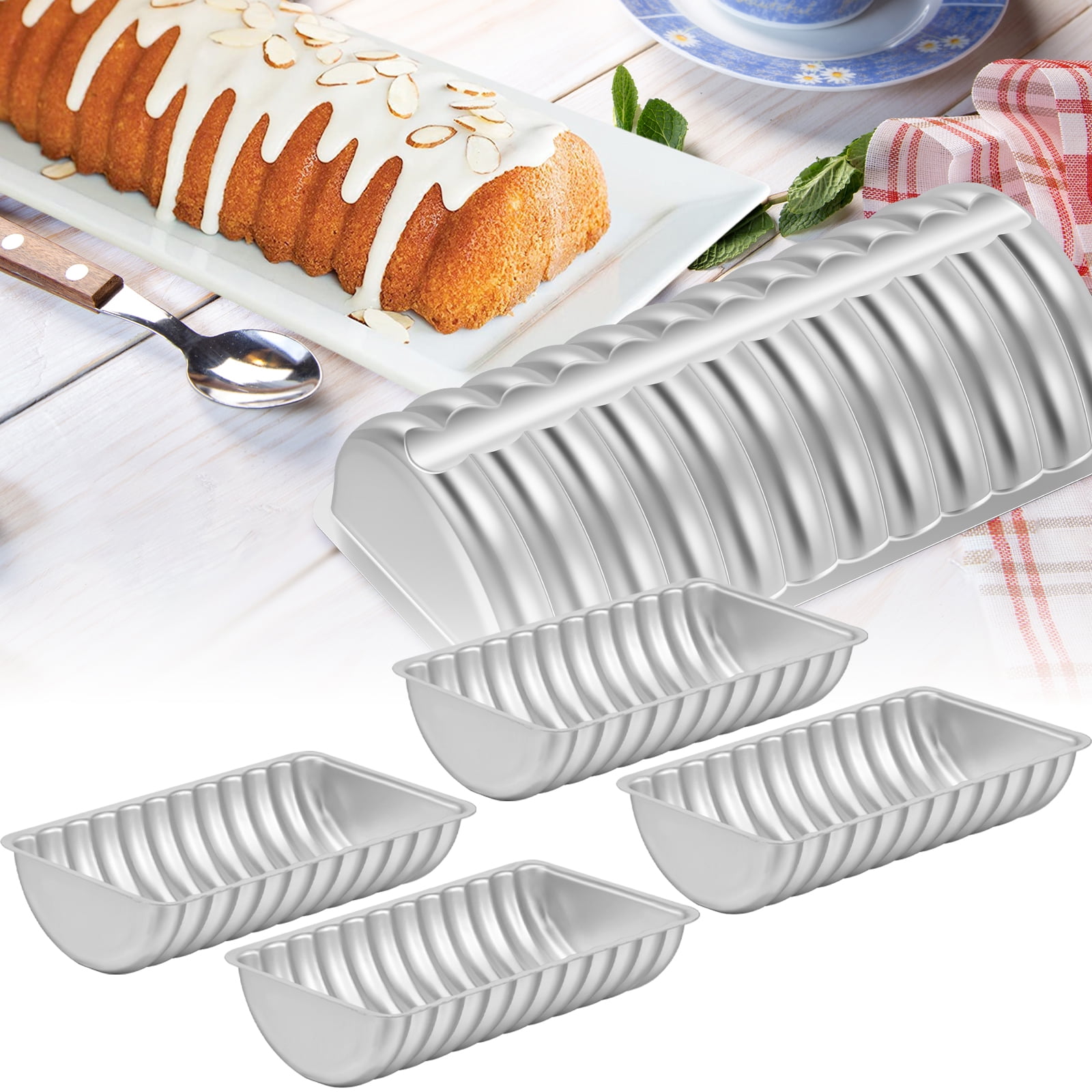4Pcs Almond Cake Baking Pan Aluminum Alloy Cinnamon Bread Loaf Pan ...
