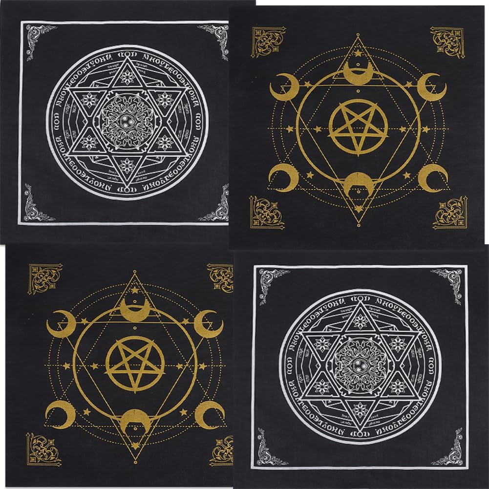 4Pcs Altar Cloth Pentagram Star Moon Tarot Table Cloth Table Witchcraft ...