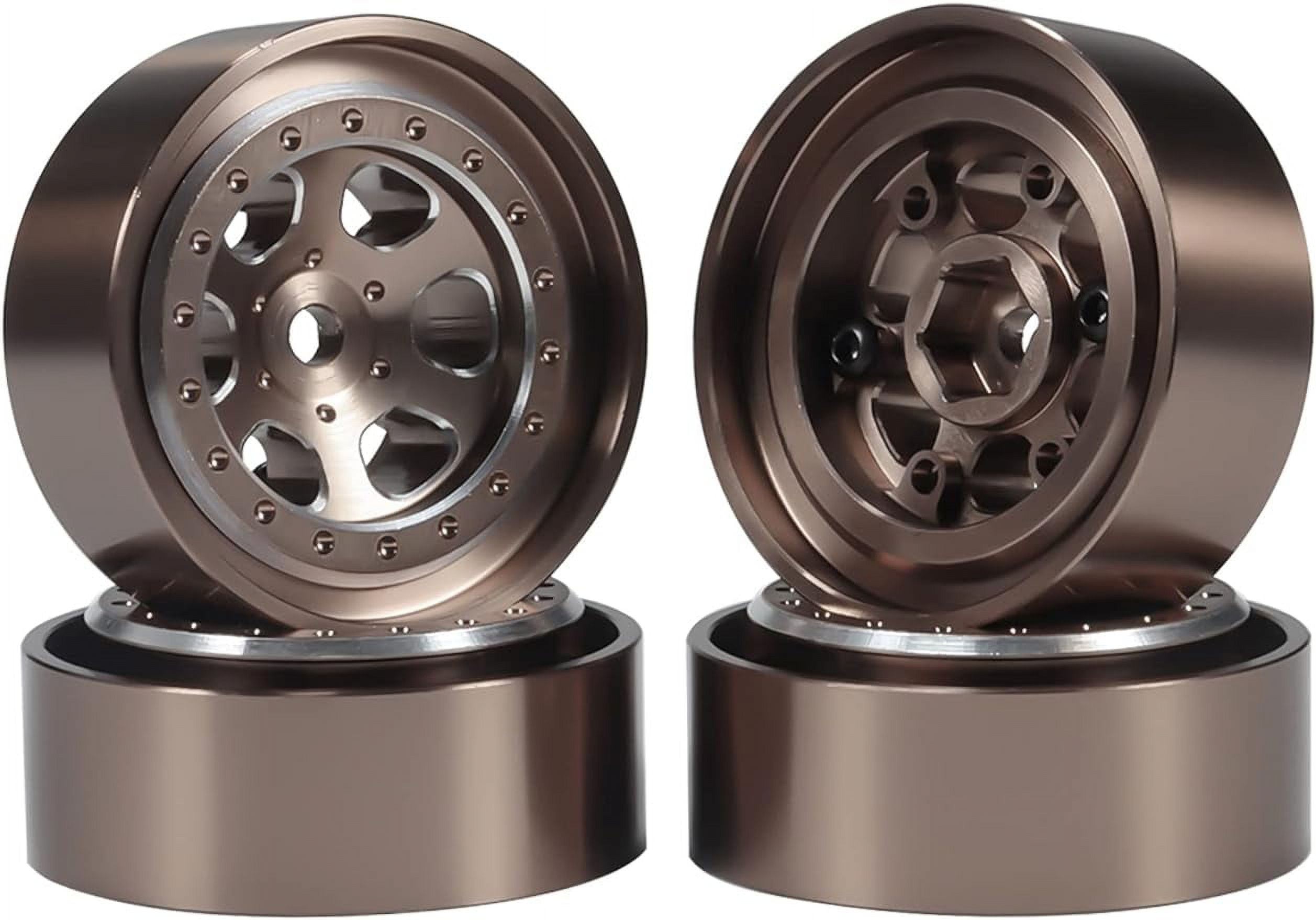 4Pcs Aluminum Alloy 7mm Hex Hub 1.3 Beadlock Wheels Rims for 1/18 RC ...