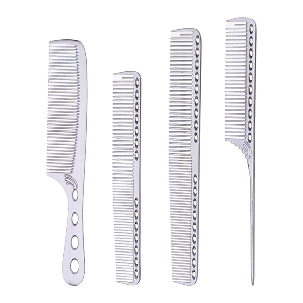 4Pcs Aluminum Hair Combs Set: Long Cutting Comb,Short Styling Comb ...