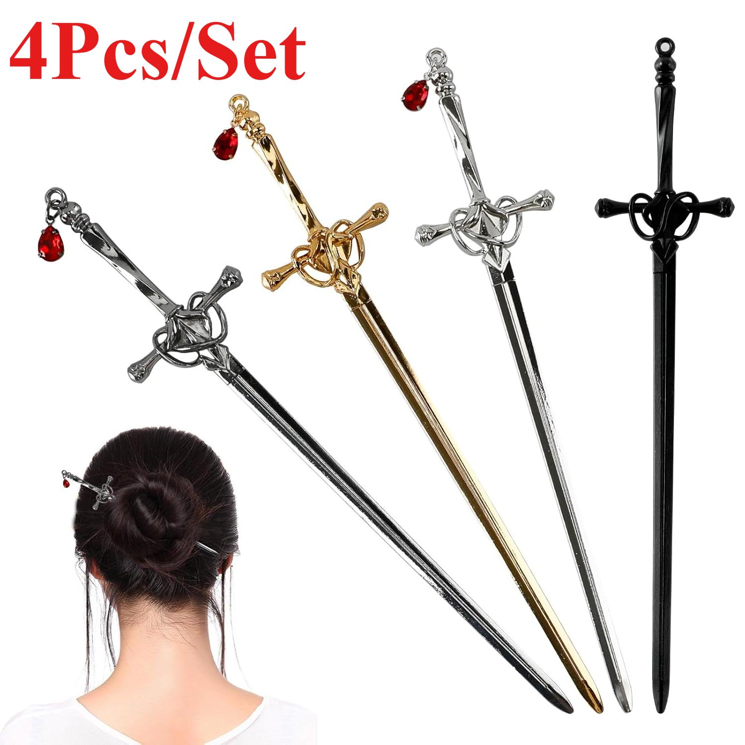 4Pcs Ancient Style Sword Hair Chopsticks,Chinese Style Hair Sticks for ...