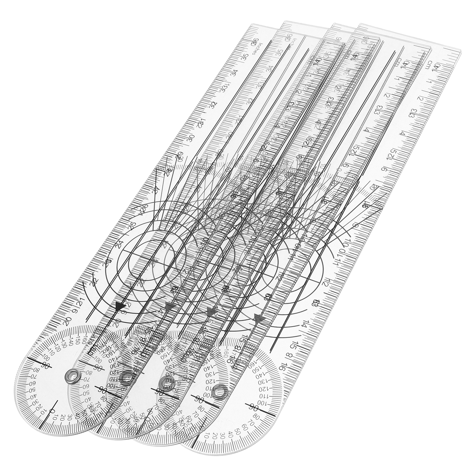 4Pcs Angle Protractor 0-180 Degrees Angle Finder Plastic Double Arms ...