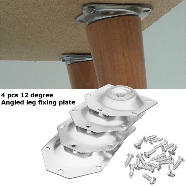 4Pcs Angled Legs Fixing Plate Bracket Furniture Table Feet Set W/Screws ...