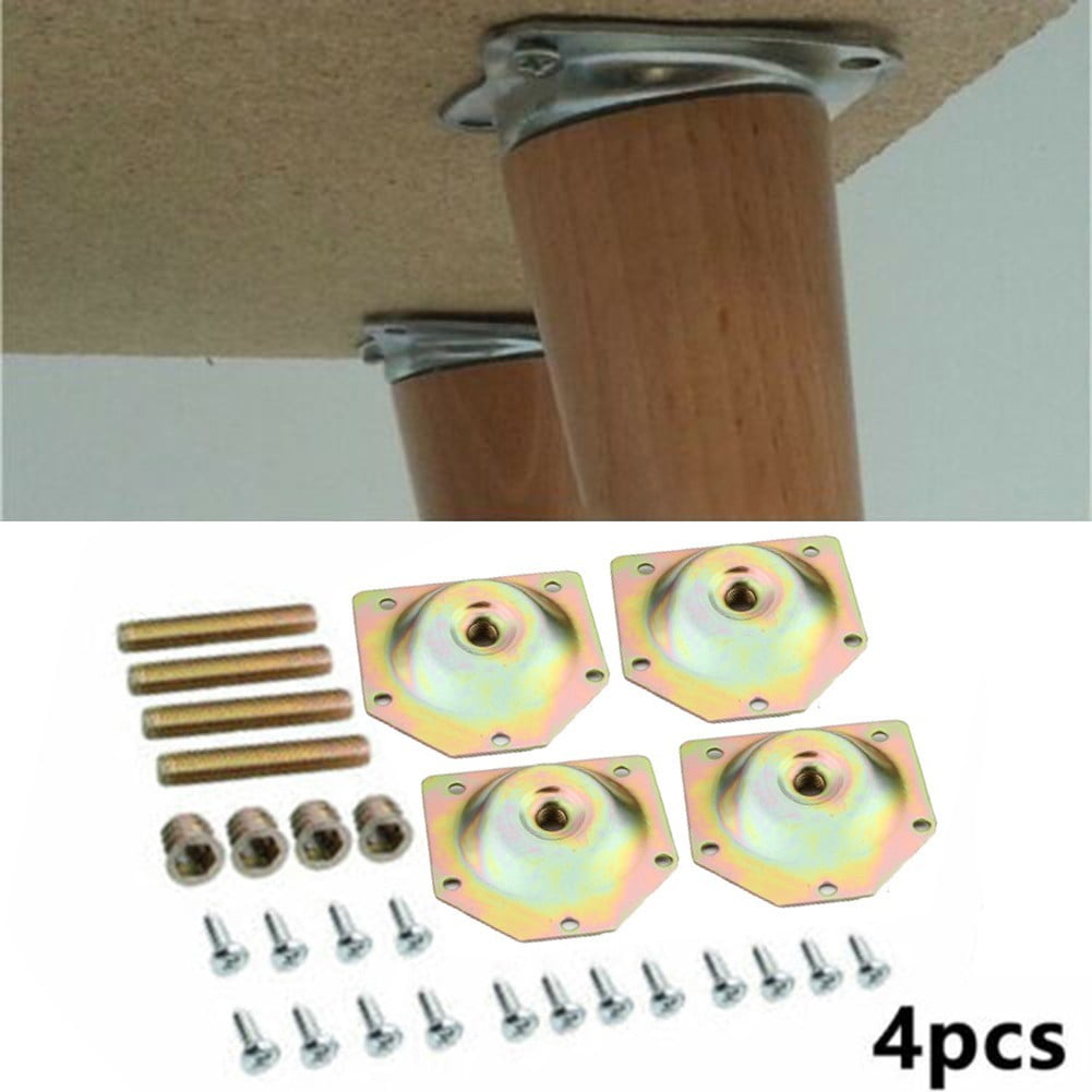 4Pcs Angled Wood Legs Fixing Plate Bracket Furniture Table Feet Set W ...